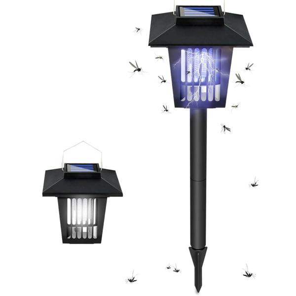 【ソーラー充電式  電気代は0円＆殺虫  照明モード両用】この電撃殺虫器の上にはソーラーパネルを搭載し、太陽光で自動充電でき、電気代を節約できます。また、電撃殺虫機は3つのモードがり、裏面に電源ボタンを押すとON1【殺虫モード】、OFF【消...