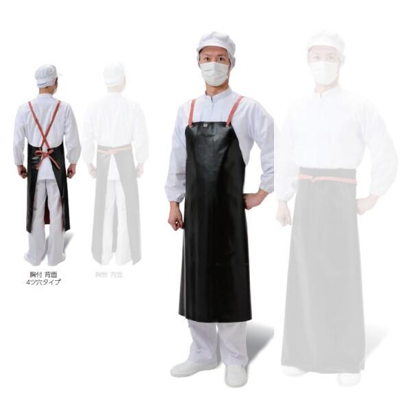 丈夫男女兼用ニュー軽快 胸付前掛■素材：表面・裏面：ゴムトッピング中間：レーコット布■ 紐：赤ゴム紐130cm×2本■総厚：0.90mm丈夫強力ゴム製エプロンサイズ(適応身長)/総丈/胴幅/裾幅L(〜160)/102/85/85LL(160...