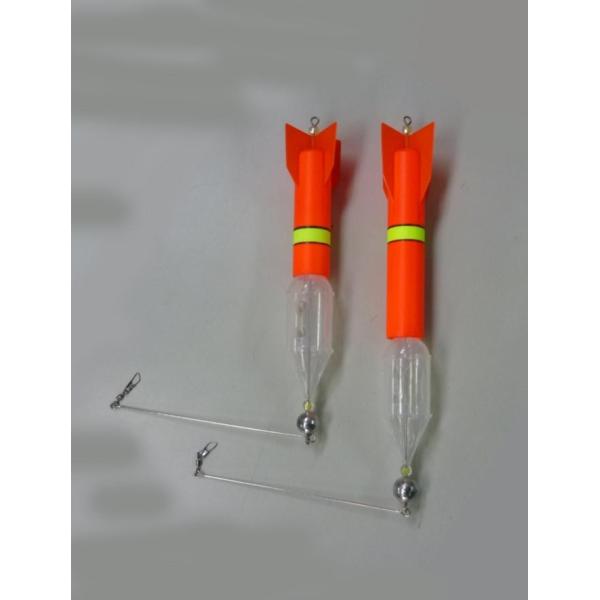 サヨリ・アジなどが対象のカゴ天秤付き遠投羽根ウキ8号の鉛入りでド遠投仕様負荷 3号サイズ 25φ 190mm