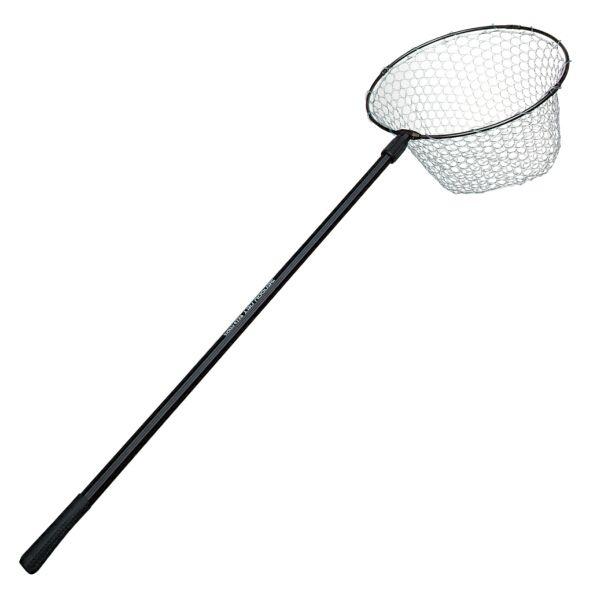 [商品説明]浅底ラバーネットを搭載した軽量ランディングネットアルミシャフトと、ラバーネットを通したアルミフレームがセットになった、軽量で扱いやすいランディングネットです。魚に優しいクリアカラーのラバーネットは、浅底20cm仕様 で魚を取り出...