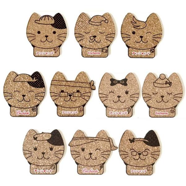 お好きな文字を彫刻します。当社オリジナルデザインのかわいい猫型コースター。ノベルティーやプチギフトにも。下にせり出しているネームタグ部分にお好きな文字を彫刻します。■商品名　名札付き猫家族コースター （子供たち）■デザイン野球好き子猫ねぼす...