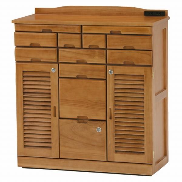 多引き出しのFAX台。隠しキャスターがついているので移動もラク。鍵付きライトブラウン(約)幅76×奥行32×高さ83cm■ 引出内寸(1):(約)幅33×奥行26×深さ3cm■ 引出内寸(2):(約)幅9×奥行26×深さ5cm■ 引出内寸(...