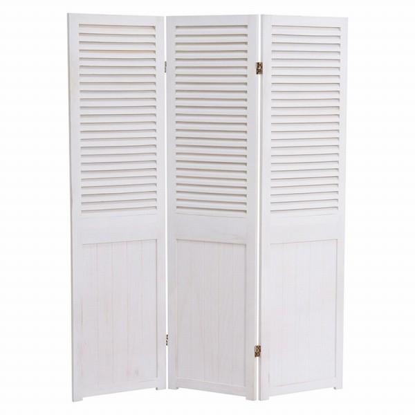 シンプルで使いやすい、アンティーク調3連パーテーション。お部屋の仕切りや目隠しに!アンティークホワイト(約)幅40×高さ148cm×3連■ ちょう番360度調整主材:桐材 中国製