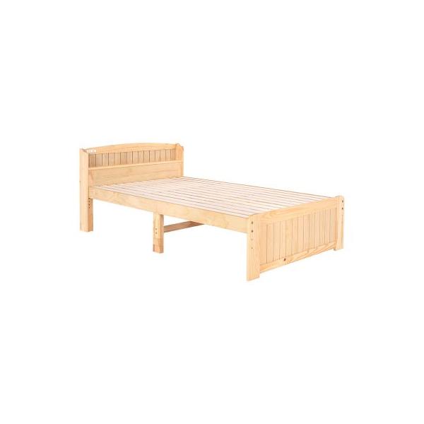 床面高さが３段階に調整出来る天然木すのこベッド。便利な棚と２口コンセント付き。ナチュラル(約)幅125×奥行211×高さ82×床面高31/37/43cm■組立式■2口コンセント付主材:天然木（パイン材） ベトナム製