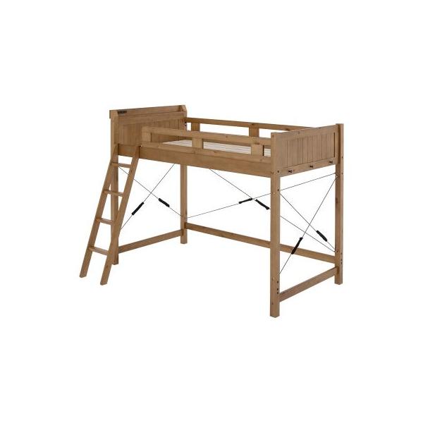 ベッド下を収納や住空間として活用できるロフトタイプ。木製ならではのぬくもりを感じられる頑丈なすのこベッドです。ライトブラウン(約)幅106×奥行210×高さ159×床面高119.5cm■組立式■床面サイズ:幅97×長さ197cm■2口コンセ...