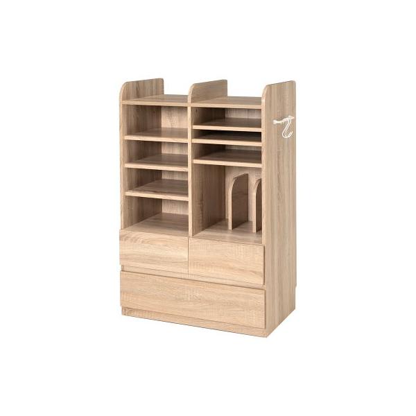 可動棚と引出し収納で教科書やプリント類、文房具なども収納可能。片付けの習慣づけに。ナチュラル(約)幅68.5×奥行41.5×高さ107cm■組立式■キャスター付■可動棚5枚■連結対応商品：RCC-1623/RCC-1624/RCC-1640...