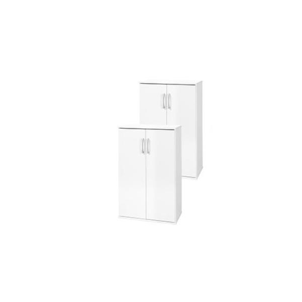 シンプルな見た目で玄関はもちろん室内にもなじみやすいシューズラック。連結金具付きで縦にも横にも連結可能、大量収納可能な2点セットホワイト(約)幅60×奥行37×高さ95cm (1台)■組立式■棚板(1台):6枚主材:プリント紙化粧パーティク...