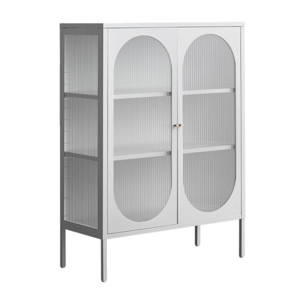 クラシカルなアーチとモダンな直線を融合させた、タイムレスな美しさ。見せる収納を楽しむガラスキャビネット『Muuｎ（ムーン）』。。3段階で調整できる可動棚で、収納物に合わせた収納が可能。。光を透過するガラス扉が飾る物を引き立て、軽やかな抜け感...