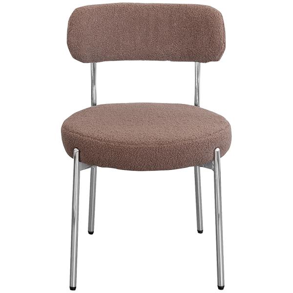 ふわもこなブークレ生地とシルバーフレームの丸くて可愛いダイニングチェア『Anti（アンティー）』。身体を包み込む背もたれとゆったり座面で座り心地も快適。おしゃれな韓国風インテリアやホテルライクインテリアによく合います。組立式（約10分）