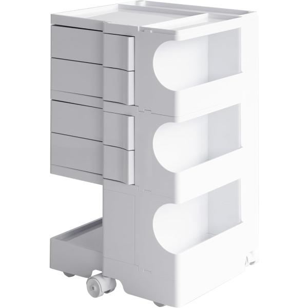 四面全てに収納スペースがある便利なトローリーワゴン『Pluna（プルーナ）』。丸みのある可愛いデザインが目を惹きます。180度回転するスライドトレイやポケット収納など、4種類の収納スペースがあり、リビングや寝室、デスクなど色々なシーンでマル...