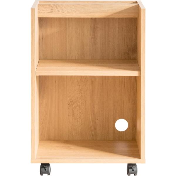 本やファイルが収納できる可動棚が付いたシンプルで美しい木目調のサイドラック『Lezele（ルゼル）』。デスク周りはもちろんリビングや寝室などお家の色々な場所でマルチに活躍します。お好みの高さに調整できる二段の棚は文庫本やCD、A4ファイルな...