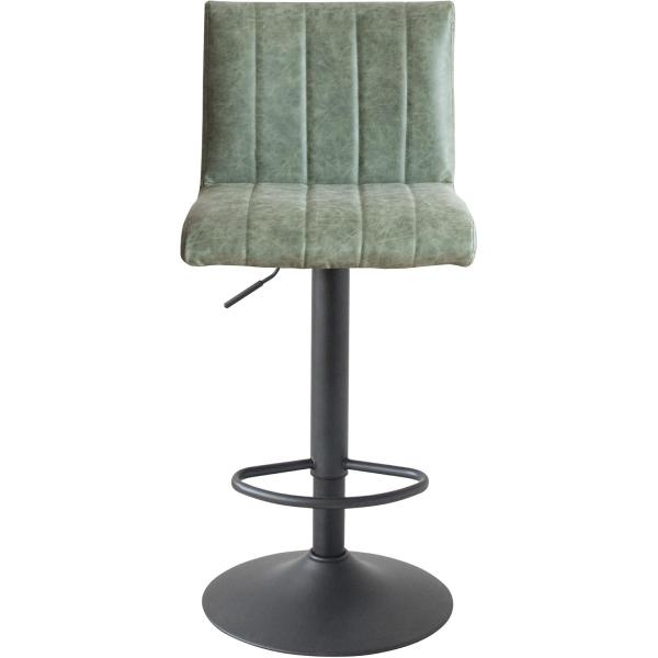 縦に入ったステッチとヴィンテージ加工が目を引くレザーの座面とシックな砂目調のフレームで、レトロな雰囲気を演出するバーチェア『Passe（パッセ）』。座り心地の良い座面は20cmの昇降機能と360度回転で利便性にも優れております。お部屋の雰囲...