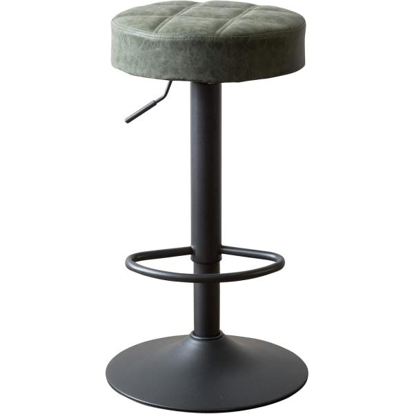 趣あるキルティングデザインのレザー座面がおしゃれなラウンドバーチェア『Charma（シャルマ）』。360度どこからでも座れるラウンドデザイン、クッション性に優れた座り心地、簡単昇降機能とフットレスト付きで機能性・デザイン性に優れております。...