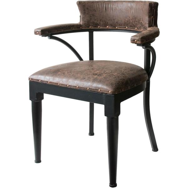 工業製品のような重厚さを活かしつつ、日常で使えるようにデザインされた「INDUSTRIAL（インダストリアル）」シリーズのチェア。ヴィンテージ加工やスタッズが施されたゴシック調のレザーが目を引く座面や曲線を描くシックなブラックのフレームで高...