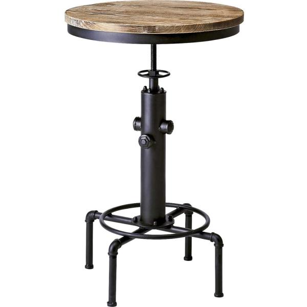 工業製品のような重厚さを活かしつつ、日常で使えるようにデザインされた「INDUSTRIAL（インダストリアル）」シリーズのバーテーブル。ヴィンテージ加工された広々丸い天板と、配水管のような特徴的なデザインが目を引く脚フレームはインテリア性も...