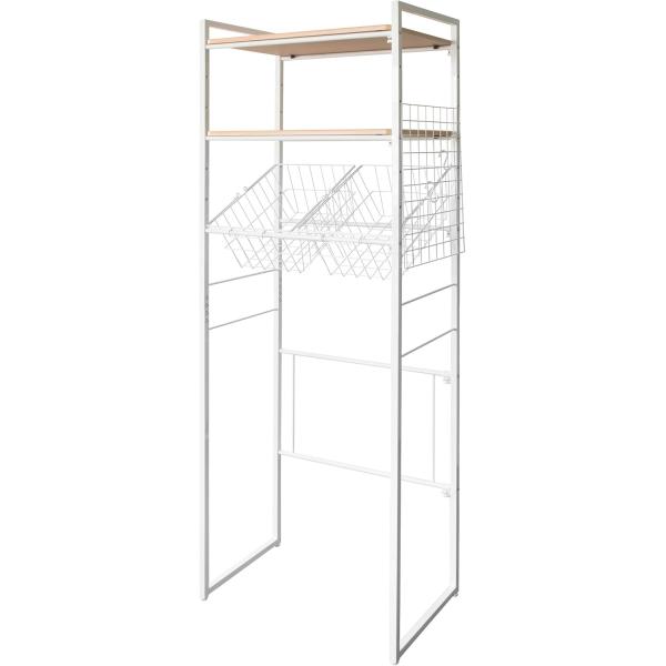 洗濯機周りに洗剤や洗濯バサミなど小物の収納にお困りの方にオススメのランドリーラック。横幅65〜90cmの伸縮タイプでお家の洗濯機に合わせて設置が可能です。洗濯機上の空いたスペースを有効活用してスッキリ収納♪ニ段の可動棚は洗剤や入浴剤などの収...