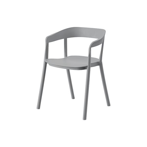 《商品詳細》モノトーンで飽きのこないシンプルな樹脂製のアームチェア。手入れのしやすさも魅力です。サイズ(cm)：W57×D51.5×H76×SH46重量（kg）：4材質：ポリプロピレン原産地：中国組立：完成品