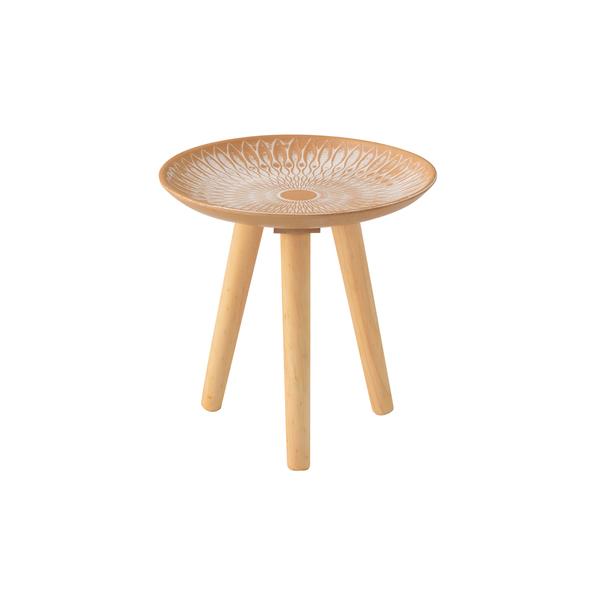 《商品詳細》モロッコ風の模様が美しいトレーテーブル。用途に合わせて様々なシーンで使えます。サイズ(cm)：φ29.5×H29.5重量（kg）：1材質：繊維板 天然木(パイン材) ラッカー塗装原産地：中国組立：ねじ込み