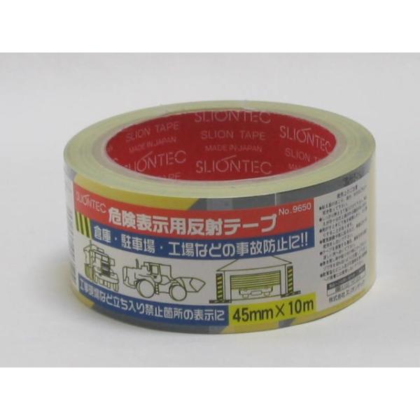 メーカー：スリオンテック 品番：9652商品名：危険表示用反射テープ サイズ：　45mmＸ10m巻色：　黄色・黒　ストライプ出荷単位：　1巻単位納期：　通常 翌日出荷