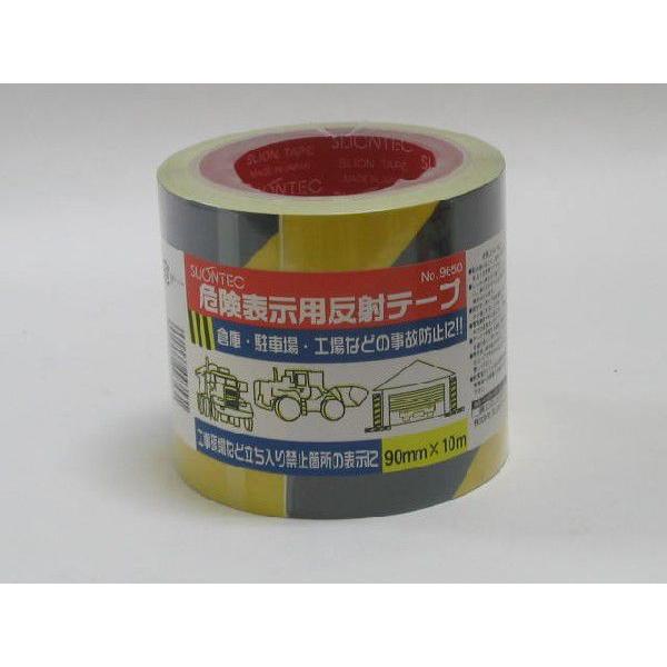 メーカー：スリオンテック メーカー品番： 9652商品名：危険表示用反射テープ サイズ：90mmＸ10m巻色：黄色・黒　ストライプ出荷単位：　1巻単位納期：　通常 翌日出荷