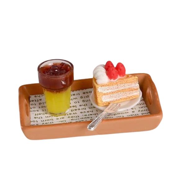 ミニチュアドールハウス用 ミニチュア いちごケーキ ドリンク プレート フォーク 4点セット デザート 食べ物内容数：4点（いちごケーキ、ドリンク、プレート、フォーク各1点）サイズ：プレート 約30 x 50mm材料：樹脂このケーキ ドリン...