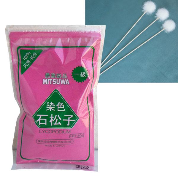 キウイ・さくらんぼ・桃・スモモなどの受粉用の、花粉増量剤・染色石松子と授粉用棒のセットです。※詳しい商品説明は下のほうに記載があります