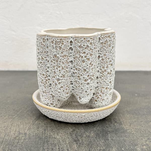 もこもことしたフォルムに、ザラっとした質感が印象的な陶器鉢。雲のようなデザインが愛らしいです。可愛い植物が一層、華やかに演出できます。お気に入りの植物を植えてお楽しみください。※詳しい商品説明は下のほうに記載があります