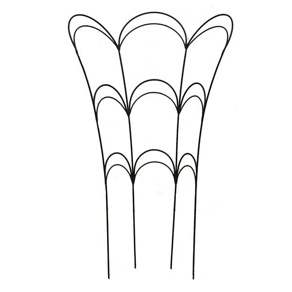 鉢植えのデコレーション兼用ミニトレリスです。植え込んだ植物の背面に設置してご利用ください。伸びた茎や花を支え、倒れにくくします。カーブ状で丸い鉢に差し込みやすい形状です。※詳しい商品説明は下のほうに記載があります