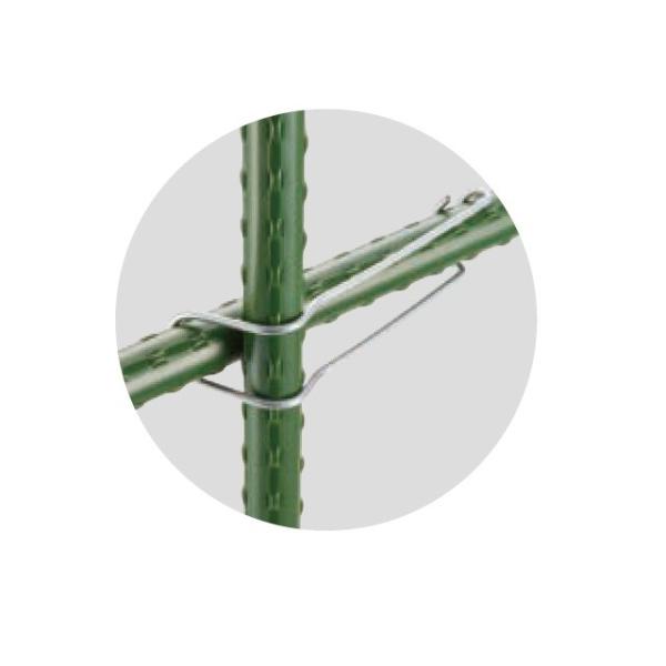 主に曲パイプに直パイプを取付時又は妻面作りに！十字に接続するバンドです。スライド枝受本体を支柱に取り付けるのに、お使いいただけます。