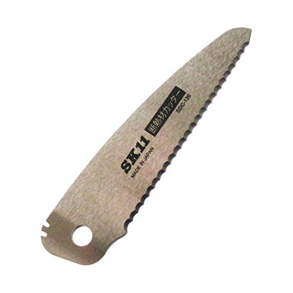 替刃-/120mm/SDCB-120・Size:120mmStyle:替刃・パッケージ個数:1・用途:断熱材・段ボール・綿ロープ・発泡スチロールなどの切断作業・刃渡り:120mm・刃厚:0.8mm・適合機種:SK11断熱材カッター(SDC-...