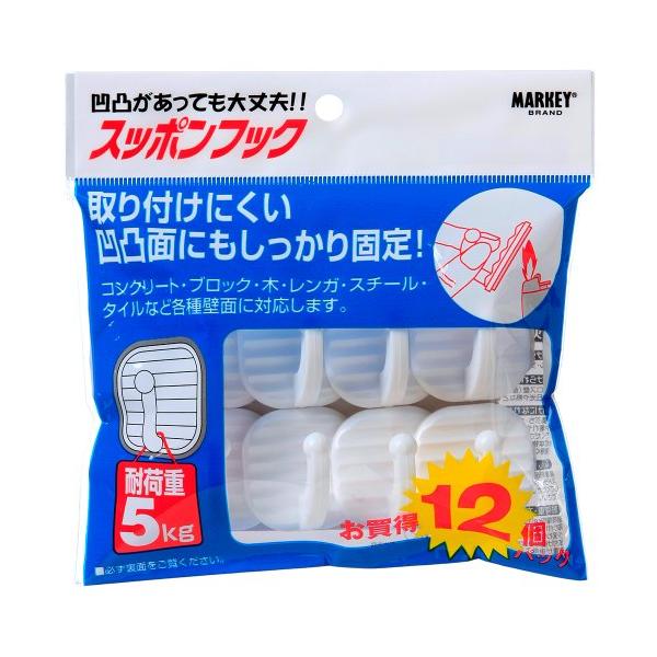 12個入り白/-/1063・パッケージ個数:1・取付場所:コンクリート ブロック 木 レンガ スチール タイル等・簡単接着 炎であぶるだけ。・お得な12個入り・耐荷重:5kg