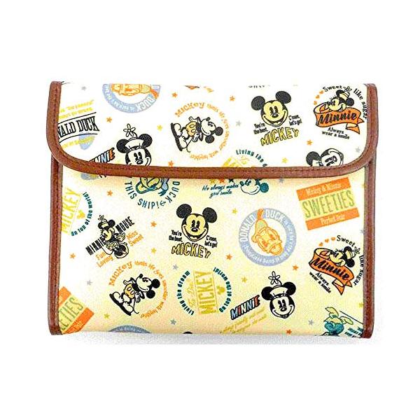 ファスナー式ホワイト/マルチケース/DJO-2501K・パッケージ個数:1・ミッキーの大人っぽいアートのマルチケース・保険証や母子手帳、診察券などをまとめるのに便利・前面を開くとさらに収納スペース・カード収納19ポケット・ワンタッチテープで...