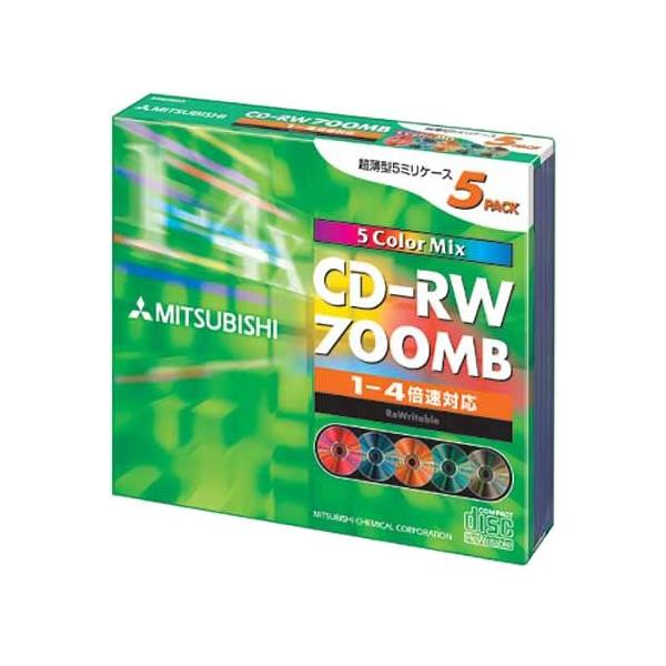 CDメディア・パッケージ個数:1・規格：CD-RW・入数：5・種類：PC用 / 4倍速・盤面印刷：不可