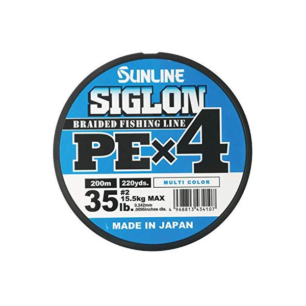 #2/35lbマルチマルチ/200m/MIS S PE4 200M MC 0242・Style:#2/35lb・パッケージ個数:1・号数:2号・糸長:200m・直強力(Kg)MAX:15.5・素材:EX-PE・カラー:マルチカラー