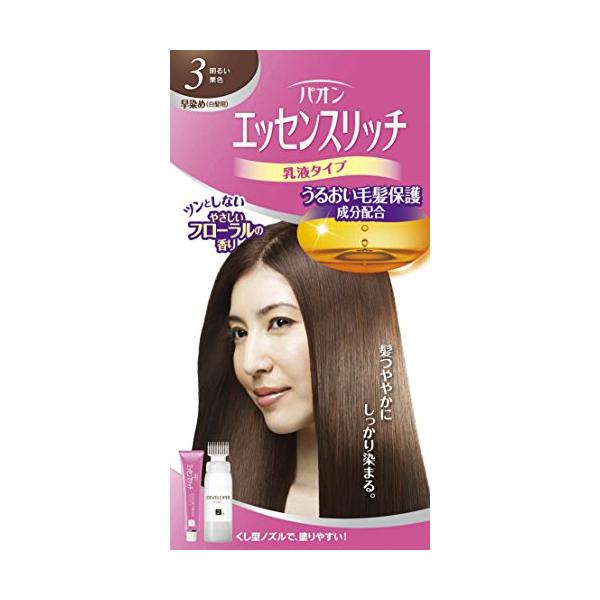 3 明るい栗色/-/-・Color:3 明るい栗色・パッケージ個数:1・商品サイズ(幅×奥行×高さ):84mmx52mmx162mm・原産国:タイ・内容量:50g+50mL・カラー:3 明るい栗色・植物由来のうるおい毛髪保護成分配合