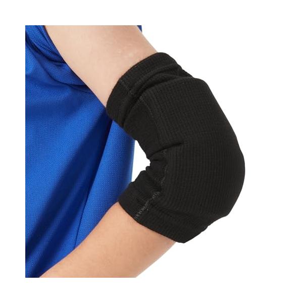 ブラック/フリー/#717-BK・Color:ブラック・パッケージ個数:1・原産国: 日本・素材: レーヨン+ナイロン+ポリエステル+天然ゴム・厚さ13mmの保護パッド・採寸位置 (ひじ頭の周り)・サイズ: 19-22cm 丈18cm