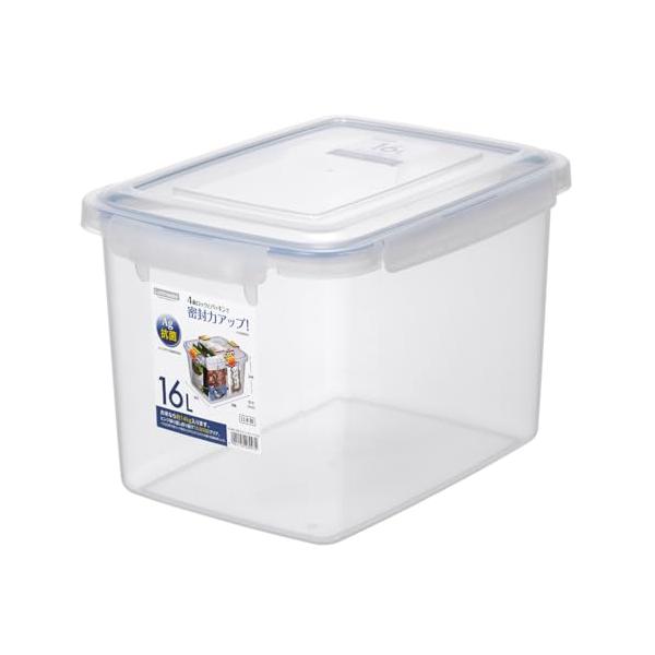透明/16.0L(米:約14kg)/B-2899 KN・Color:透明Size:16.0L(米:約14kg)・パッケージ個数:1・４辺ロックでしっかり密閉4方向から均等にロックする安心設計。水漏れやニオイ漏れを防ぎ、お米や水気のある食品の...