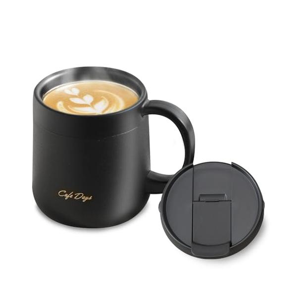 ふた付きマグカップブラック/380ml/CD-2WT380・Style:ふた付きマグカップColor:ブラックSize:380ml・パッケージ個数:1・梱包サイズ:9.6×12×14.3cm・商品サイズ(cm):幅約12.5×奥行約9.3×...