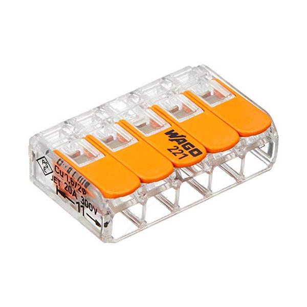 透明/-/WFR-5BP・PatternName:単品・パッケージ個数:1・5個入・ブリスターパック/電線数:5本・定格(一般用途):32A-450V・見える・簡単・小型・ゆるまない・単線、より線OK・透明化:ハウジングを透明化し確認しやすい。