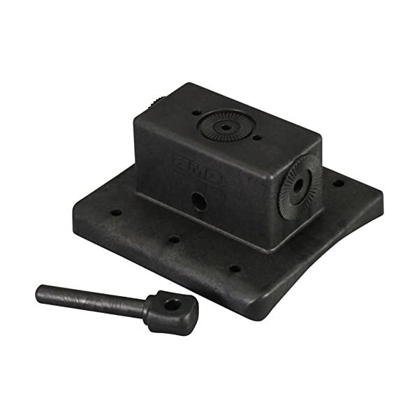 -/-/20B0005・パッケージ個数:1・サイズ：約130×120×H66mm・取付ネジ穴：φ6.4mm(天面真ん中のみφ5.4mm)・側面ギアのネジ穴のみ、5/16インチナット付属・材質：樹脂製・ギアが改良され細かい角度調節が可能に