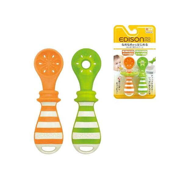 初めて使うスプーンオレンジ&amp;キウイ/2個アソート/KJ261・Style:初めて使うスプーン・パッケージ個数:1・なめなめからはじめる「はじめてつかうスプーン」。ごろんとした形のやわらかい素材でできたスプーンは、スプーンデビューにぴ...