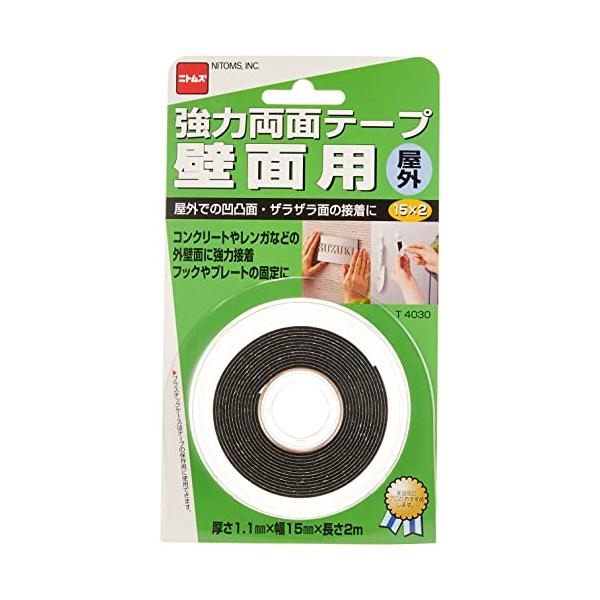 1巻屋外壁面用/15mm×2m/T4030・Size:15mm×2mStyle:1巻PatternName:壁面用屋外・パッケージ個数:1・基材:アクリルフォーム・粘着剤:アクリル系粘着剤・はくり紙:紙・厚さ:1.1mm・外壁面へのフックや...