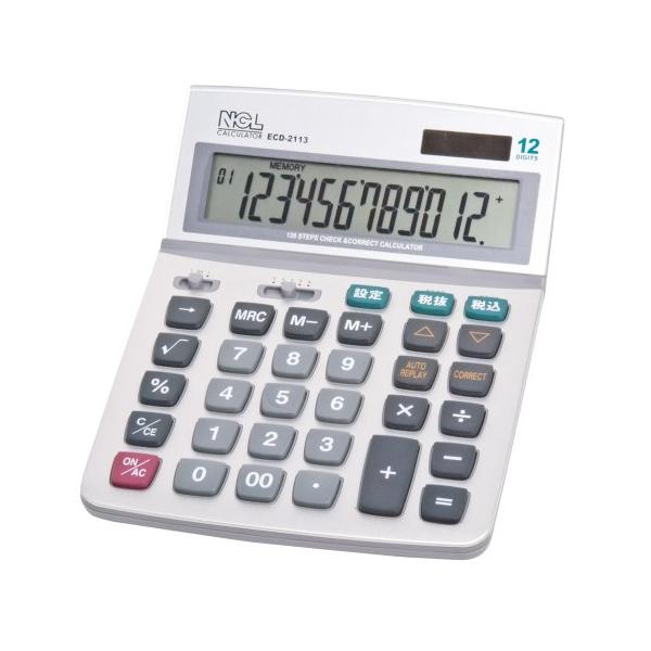 シルバー/Lサイズ/ECD-2113S・Size:Lサイズ・パッケージ個数:1・本体寸法:W155×D39×H214mm・本体重量:260g・材質:本体、キー/ABS樹脂・機能:12桁表示/税計算/早打ち対応/2つの電源・内蔵電池:L115...