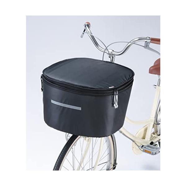 2段式ブラック/標準/KWF-110BK・本体・ファスナーの色もオールブラックで、男性にもご利用いただけるシンプルなデザイン。 道も安心の反射帯付き。たっぷり収納できる２段式カゴカバー。 の日も安心な防水＆撥水加工。両開きで開閉楽々。背面伸...