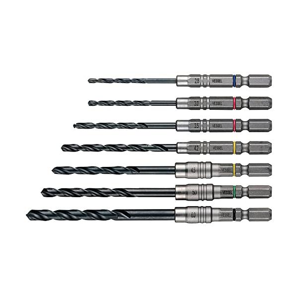 -/7本組/AMD7S・Size:7本組・パッケージ個数:1・セット内容:ドリル直径 2.8/3.0/3.5/4.2/4.5/5.0/6.0mm…各1本 ・6.35mm六角軸 ・18V対応・高硬度HSS(ハイス鋼)で鋭い切れ味が持続・鉄・軽...