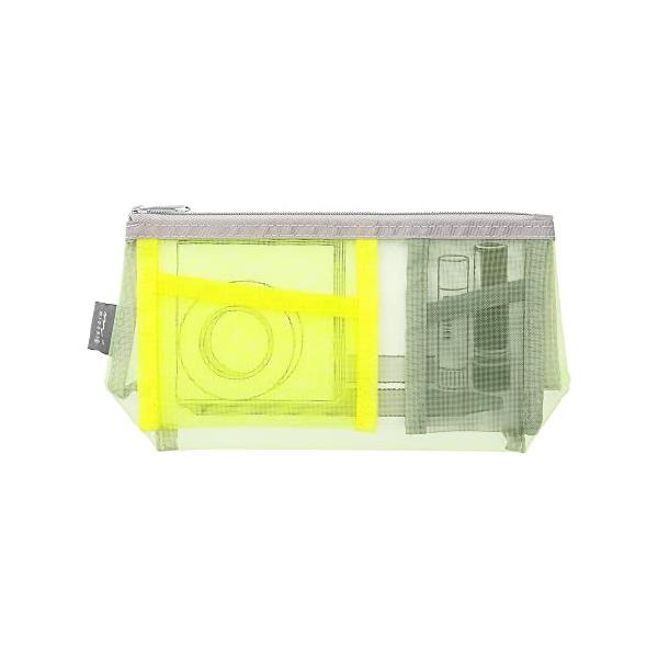 黄緑/1個 (x 1)/53352006・Color:黄緑・パッケージ個数:1・2つの内ポケットが便利なマチ付きメッシュポーチ・軽くて丈夫、中身が一目でわかるメッシュ素材・サイズ本体／H110×W210×D70mm（引き手を除く）、内ポケッ...