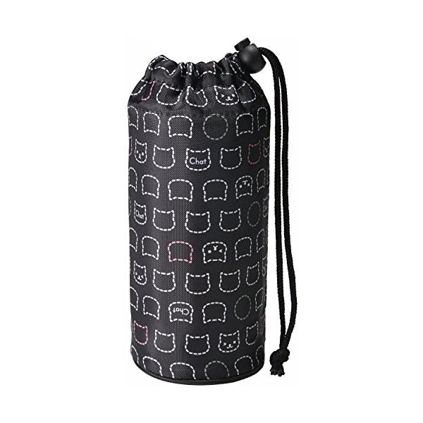 ボトルカバーブラック/本体サイズ:約19.5×8×8cm/P-3302・PatternName:キャット・パッケージ個数:1・本体サイズ:約19.5×8×8cm・材質:外側生地/ポリエステル、内側生地/アルミ、中芯/ポリウレタンフォーム、ひ...