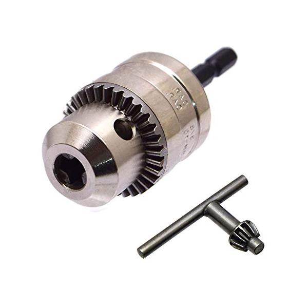 ハンドル付 10mmシルバー/通常品/TKG-1311415・Size:通常品Style:ハンドル付 10mm・パッケージ個数:1・チャック能力:1.0~10mm・六角軸チャックでストレートビットが使用可能に・ビットをしっかり固定・パッケー...