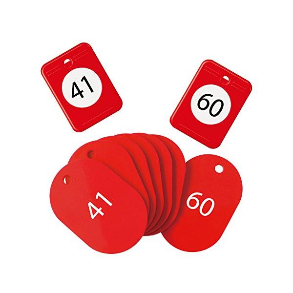 番号:41-60レッド/W33×D46×H27mm/BF-152-RD・Color:レッドStyle:番号:41-60・パッケージ個数:1・荷物の管理に便利なクリップと番号札のクロークチケットセット・ホテルや旅館、パーティーやイベントでの受...