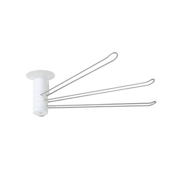 ホワイト/なし/K-746・パッケージ個数:1・サイズ:26.5×5×8.5cm・耐荷重:100g(1本につき)・取付方法:吸盤(補助板付き)・棚板の裏にも取り付けられる。・壁面に取り付けもOK。